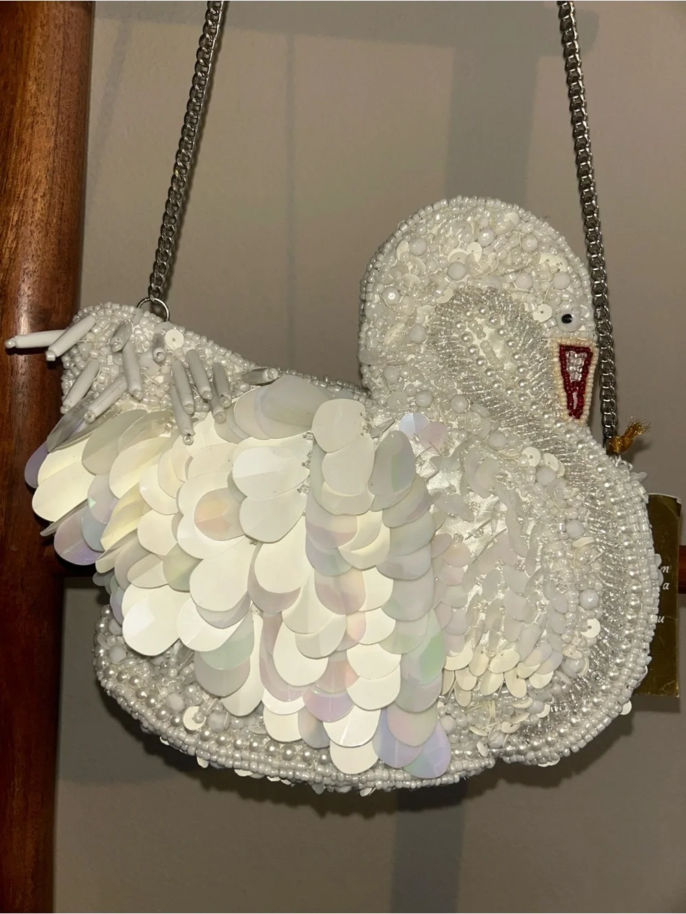 From Indida to You | Bags | From India To You White Swan Beaded Sequin ...